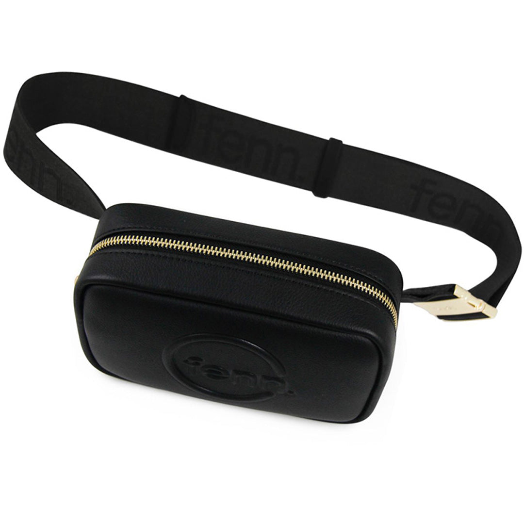 Fenn Collection Pouch Canvas Strap Black With Gold Zip - Krystal Waters ...