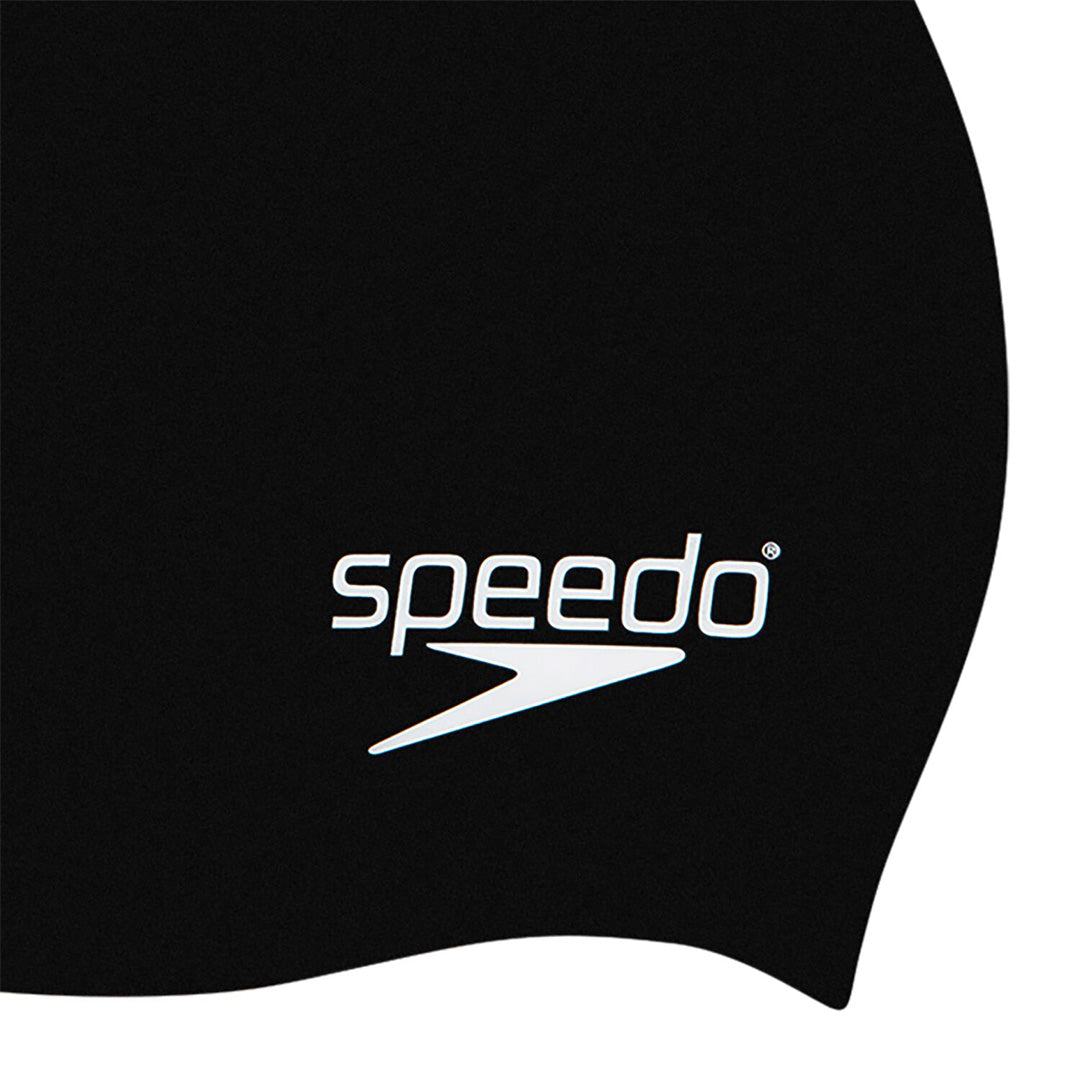 Speedo Silicone Moulded Plain Cap Junior Black - Krystal Waters ...